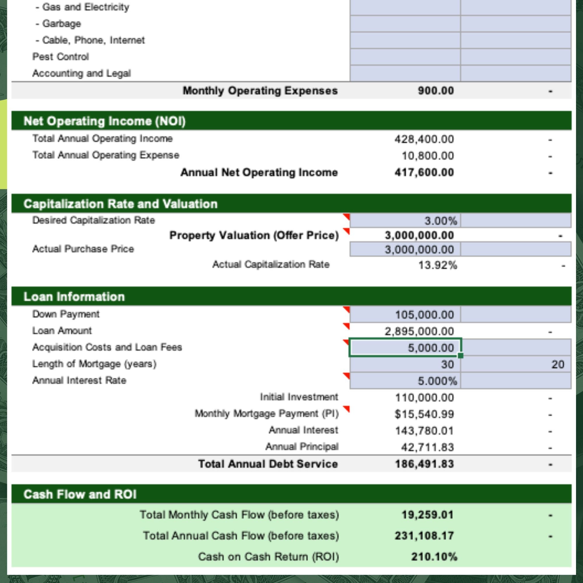 Real Estate Purchase ARV Comp Investor Calculator Spreadsheet Finance ...