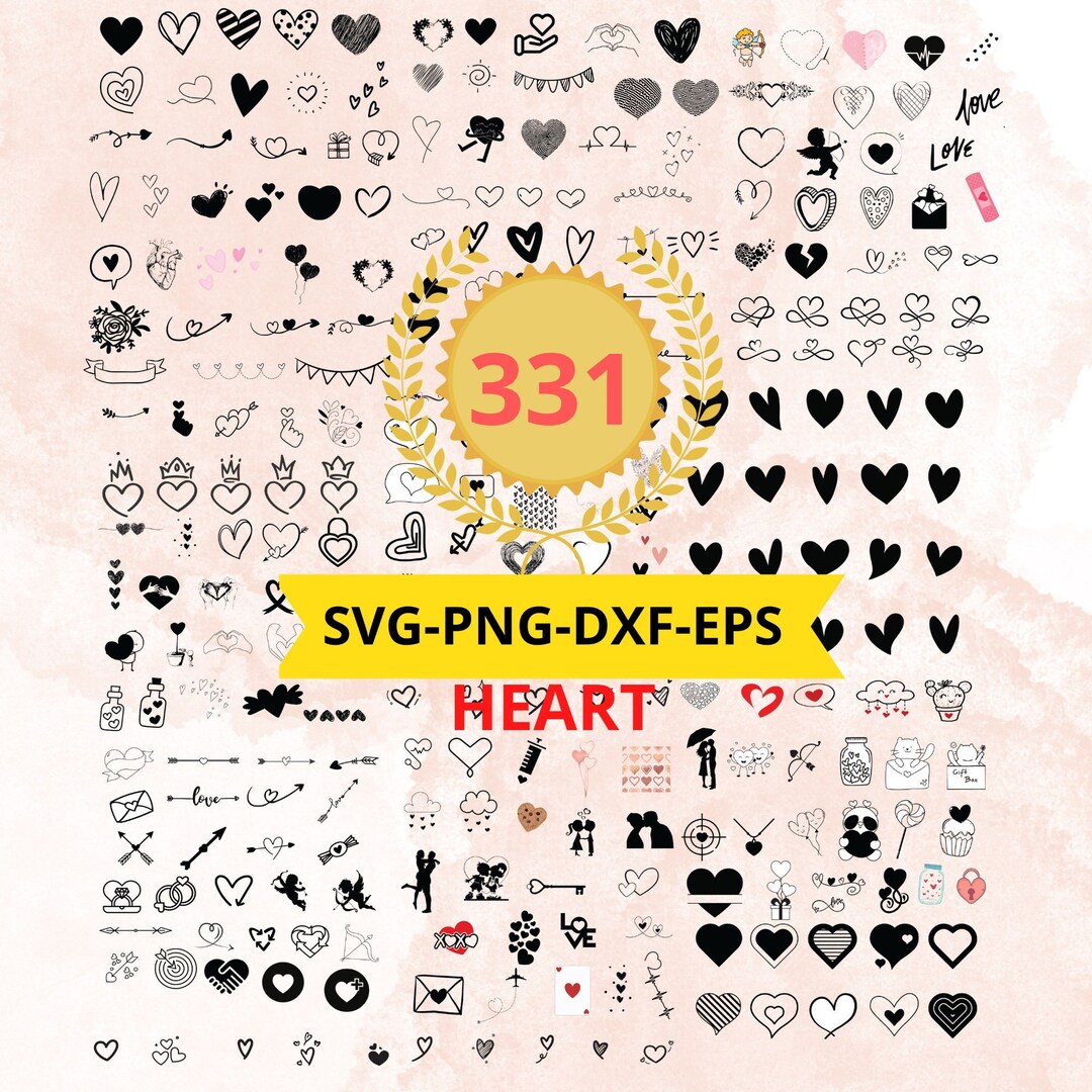 Herz Bundle svg, Skizze Herz svg, PNG, Cricut, Cricut svg, Silhouette ...