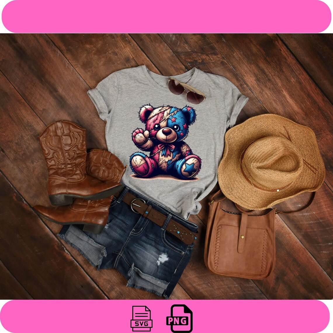 Tattered Teddy Bear Bundel Png for Colorful Sublimate Design,for ...