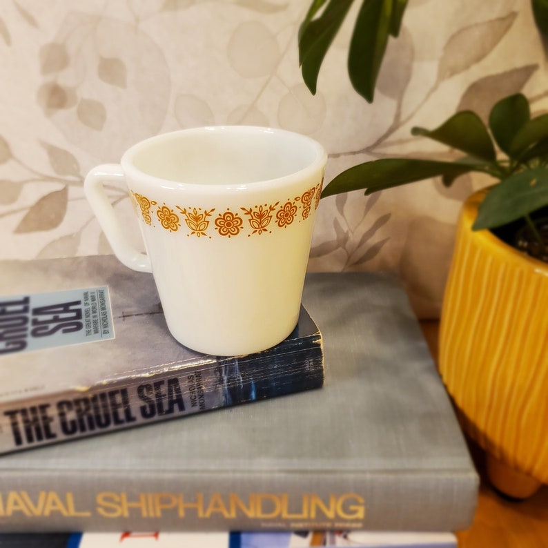 Vintage Butterfly Gold Pyrex Mug - Etsy