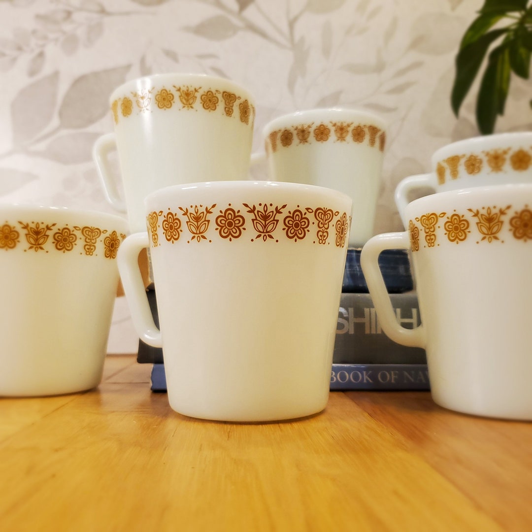 Vintage Butterfly Gold Pyrex Mug - Etsy