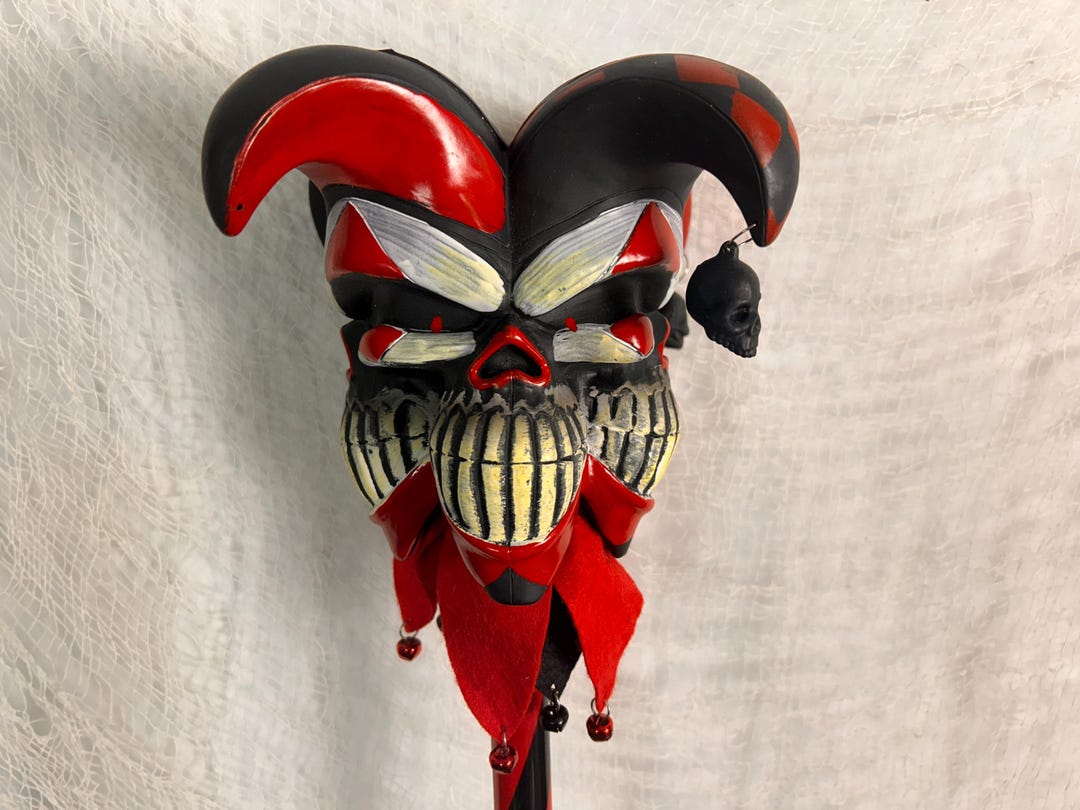 Vintage Creepy Clown Jester on Stick Voo Doo Devil Jester Doll - Etsy