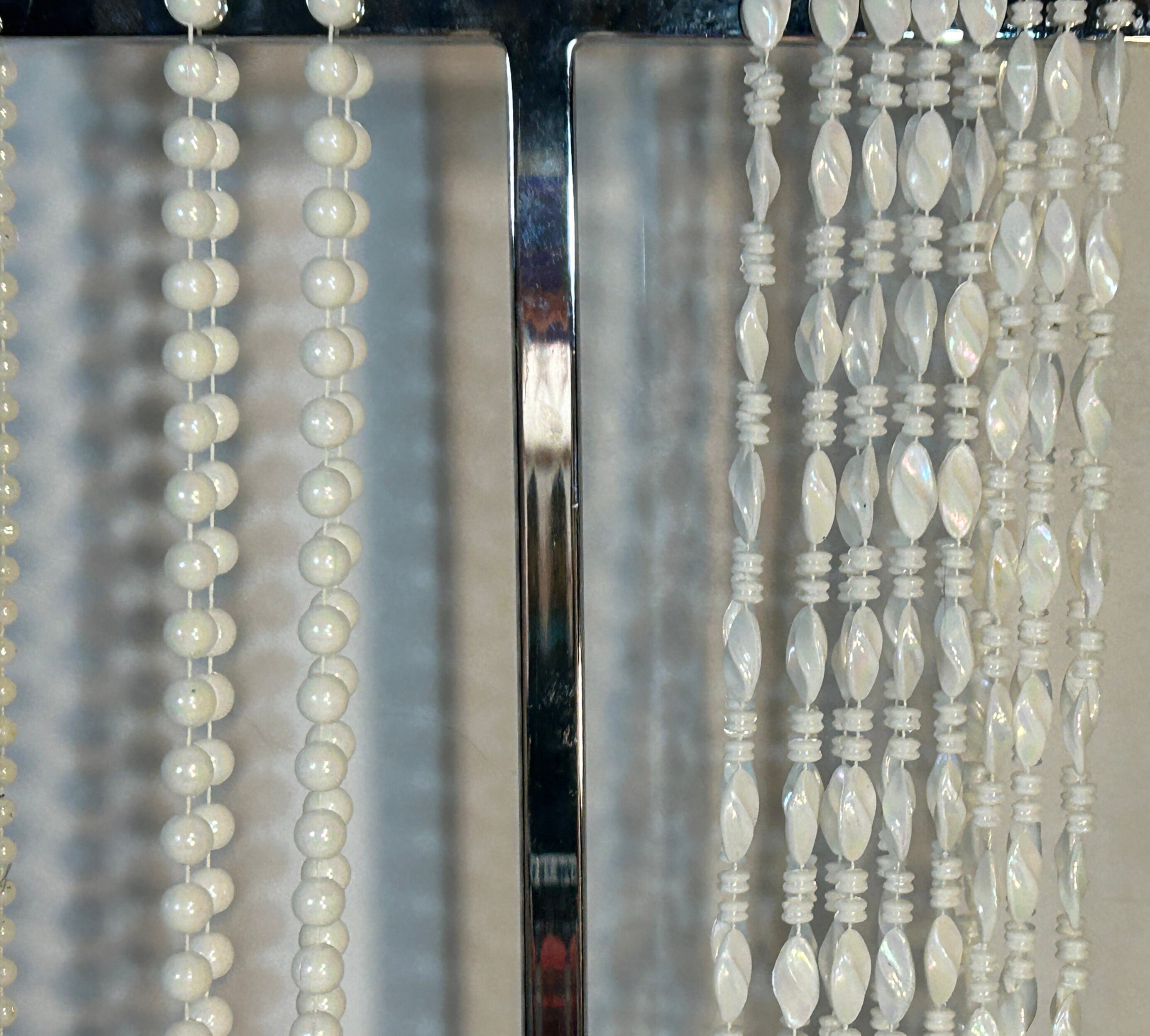 White Iridescent Large Fancy Mardi Gras Party Beads Two Different ...