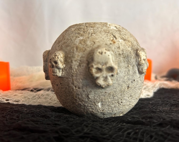 Vintage Stone Round Container Altar Piece Skull Decor Medieval Core - Etsy