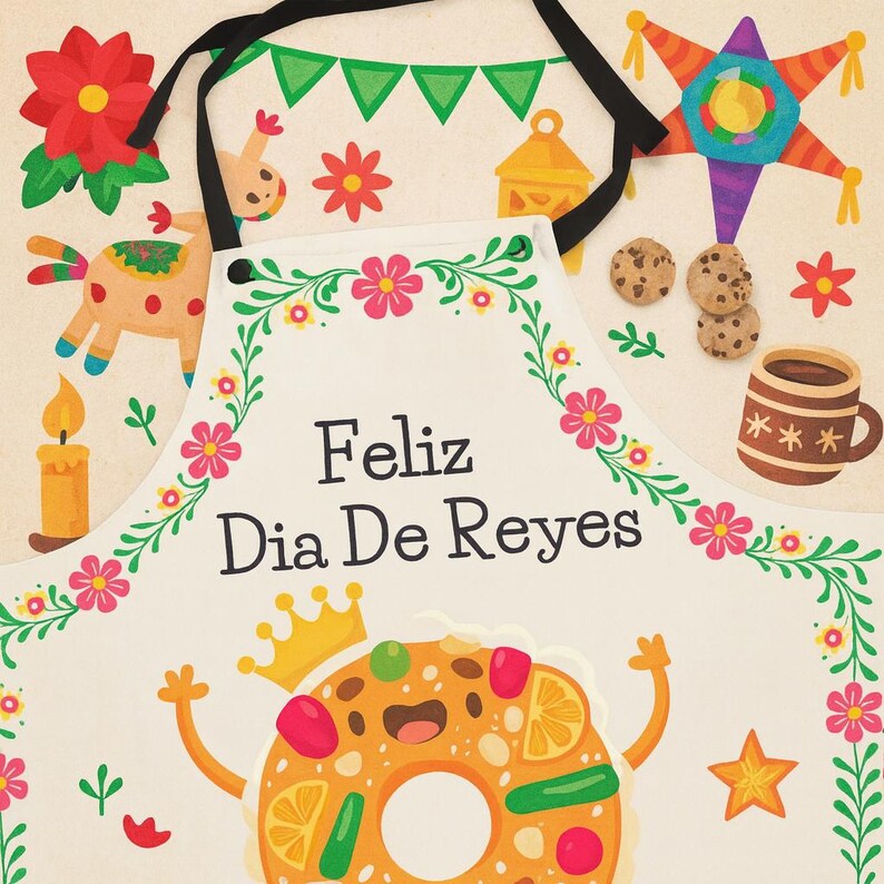 Feliz Dia De Reyes Apron Three Kings Day Rosca De Reyes Religious Apron ...