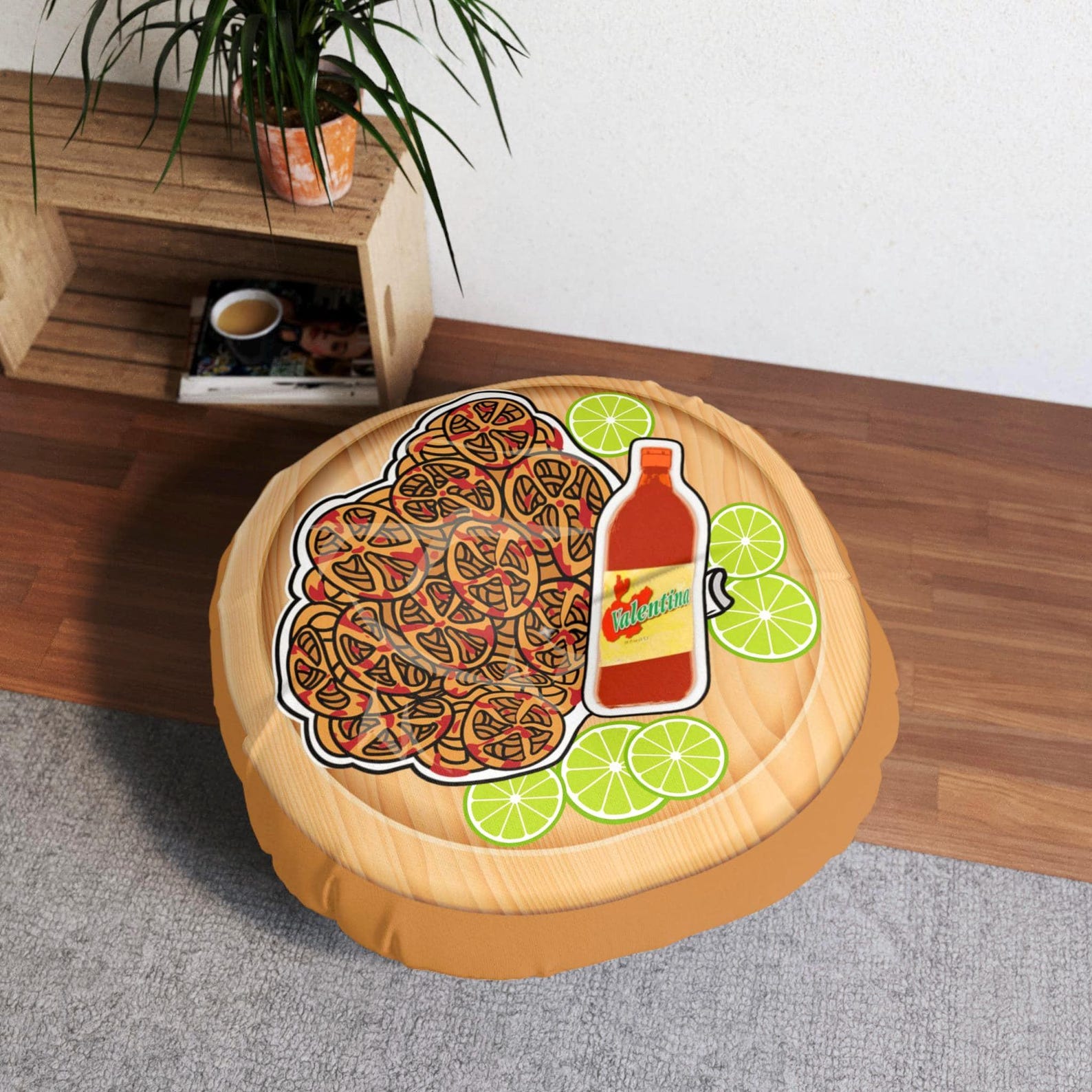 Chicharrones De Harina Tufted Floor Pillow Valentina Hot Sauce Duros De ...