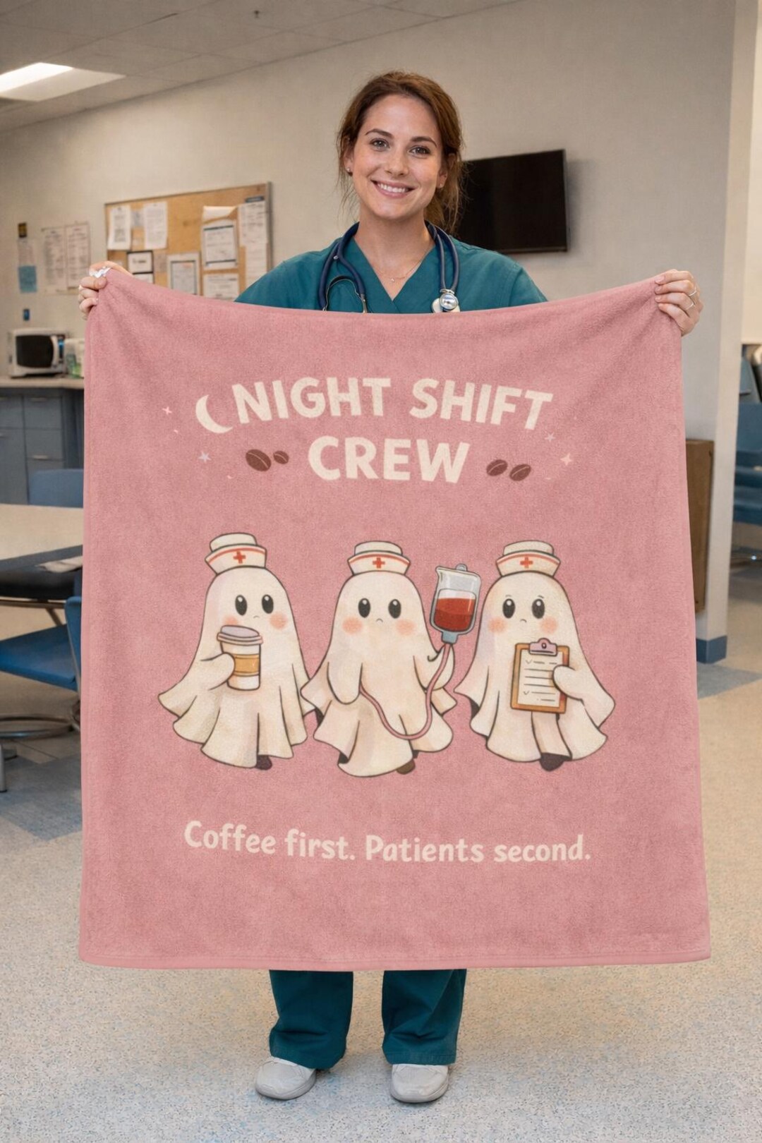 Funny Nurse Night Shift Crew Sherpa Blanket Nurse Night Shift Crew ...