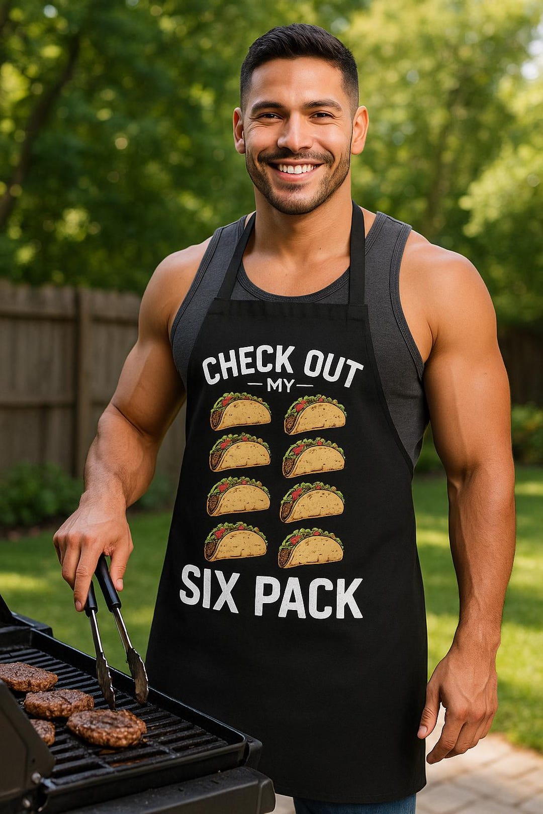 Check Out My Six Pack Taco Apron Funny Mens Apron Taco Lover Gift Funny ...