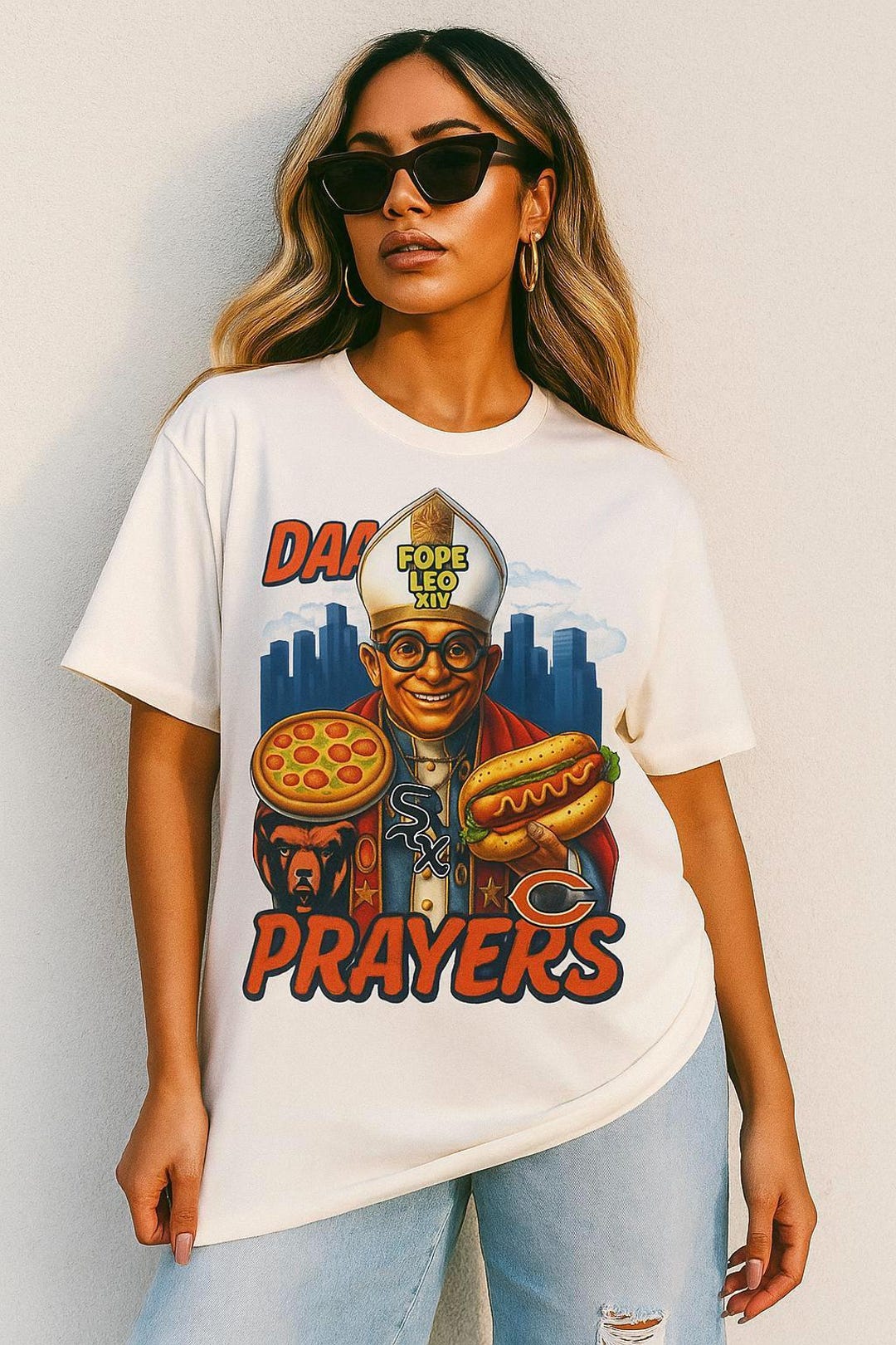 Pope Leo XIV Tshirt Daaa Prayers Shirt Funny White Sox Da Pope Funny ...