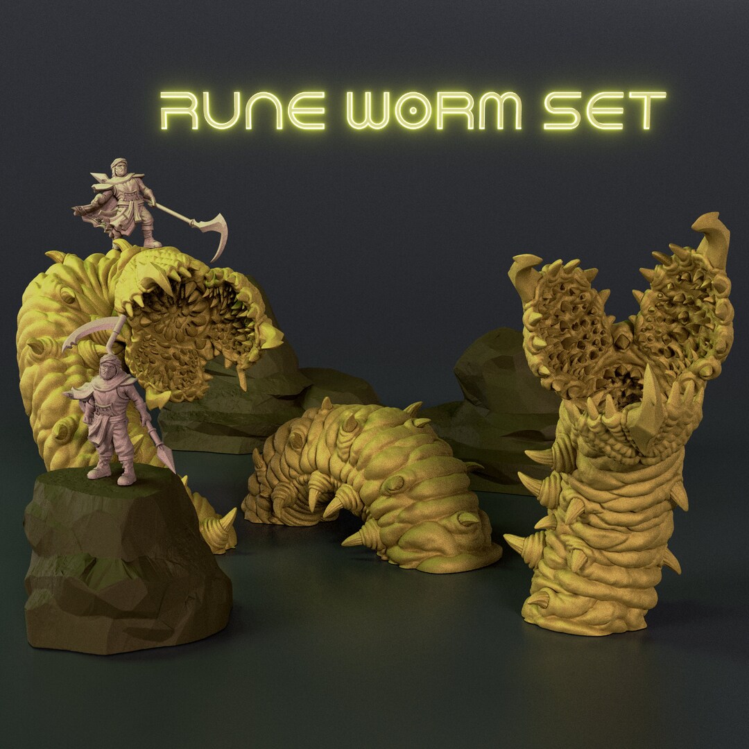 Rune Sandworm Miniatures Set 28mm-32mm Scale Tabletop RPG Wargaming 3D ...