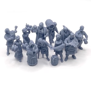 Medieval Townsfolk Miniatures: 28mm 32mm Scale | Tabletop RPG ...