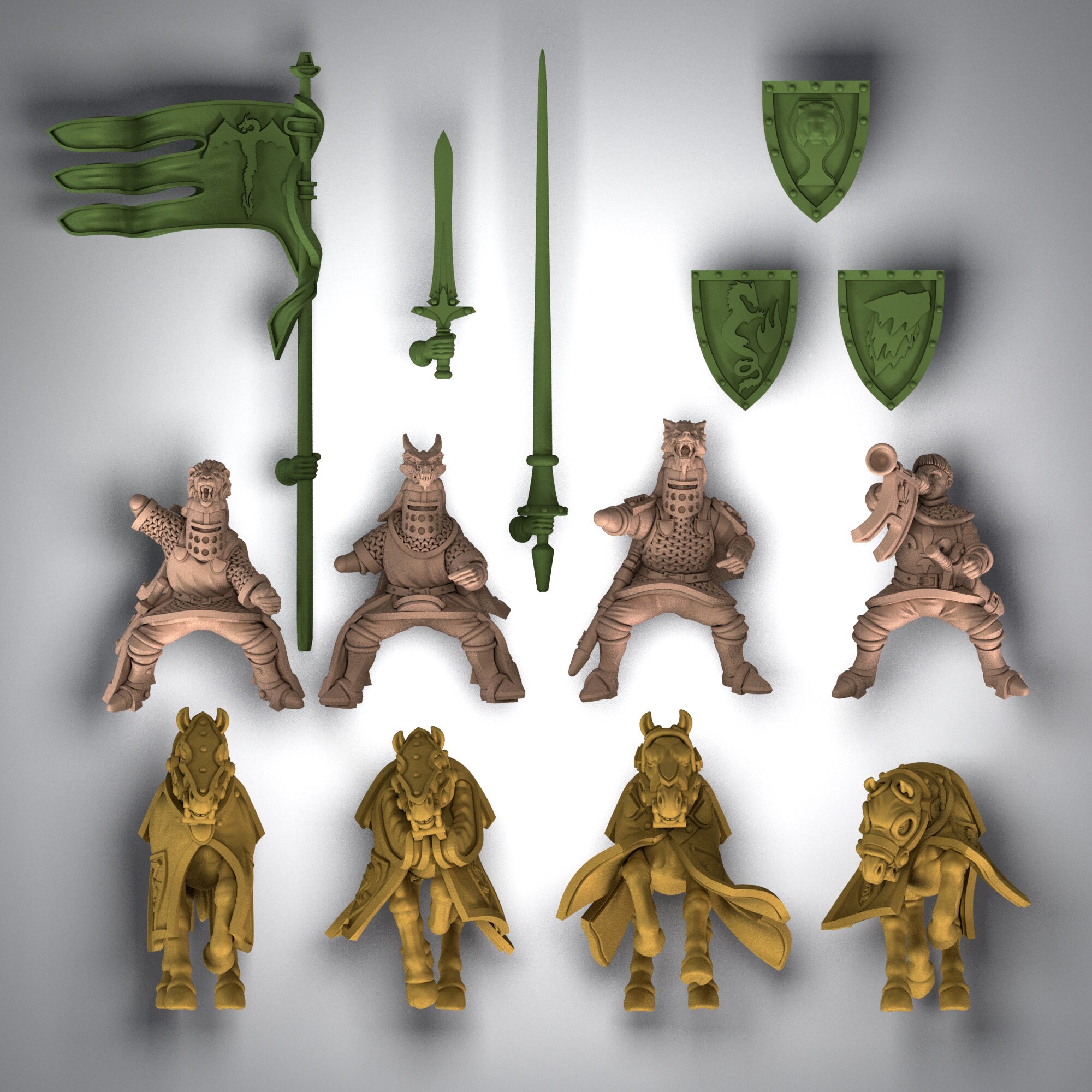 Imperial Knight Cavalry Miniature Bundle 28mm 32mm Scale Tabletop RPG ...