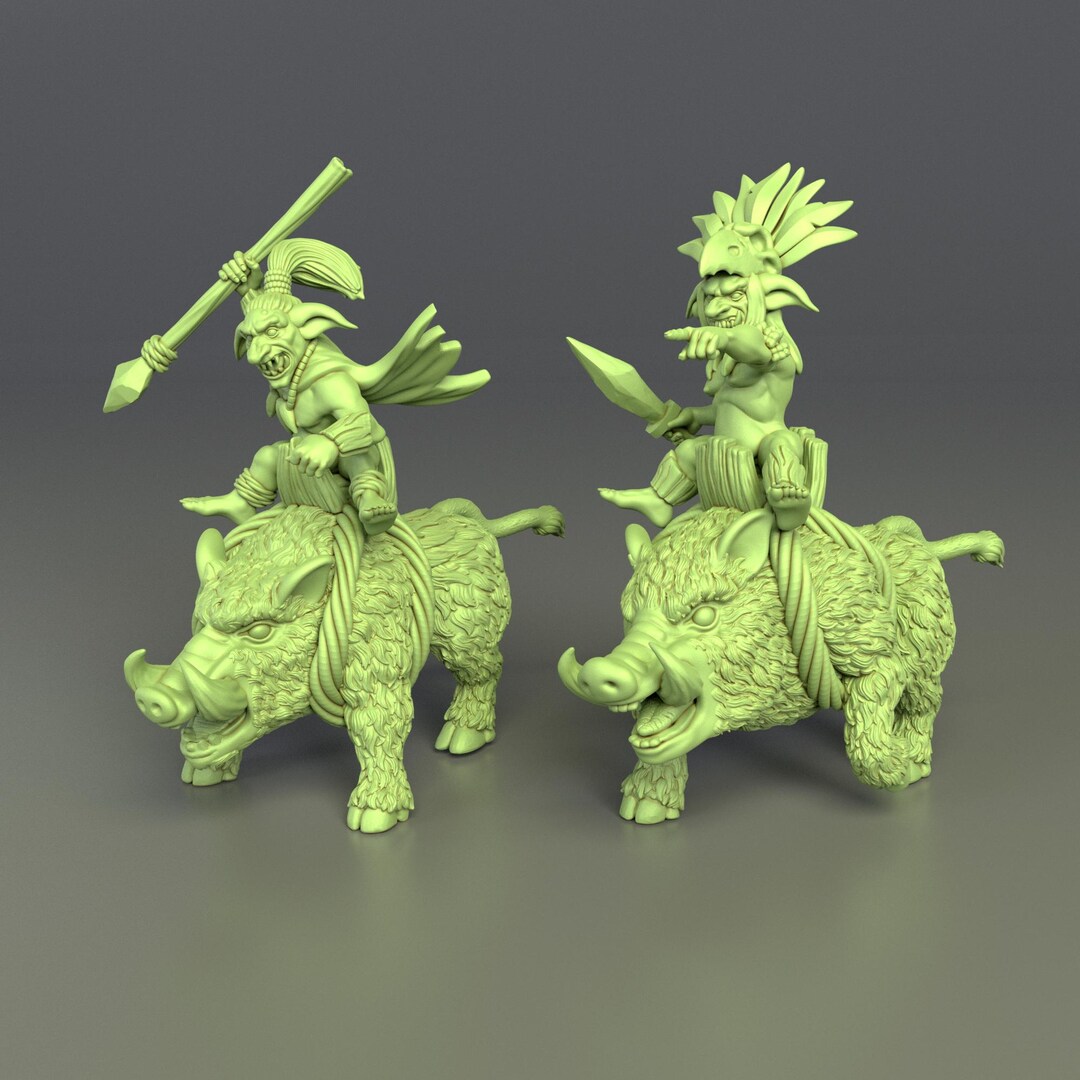 Tribal Goblin Raider on Boar Miniatures Bundle | 28mm 32mm Scale ...