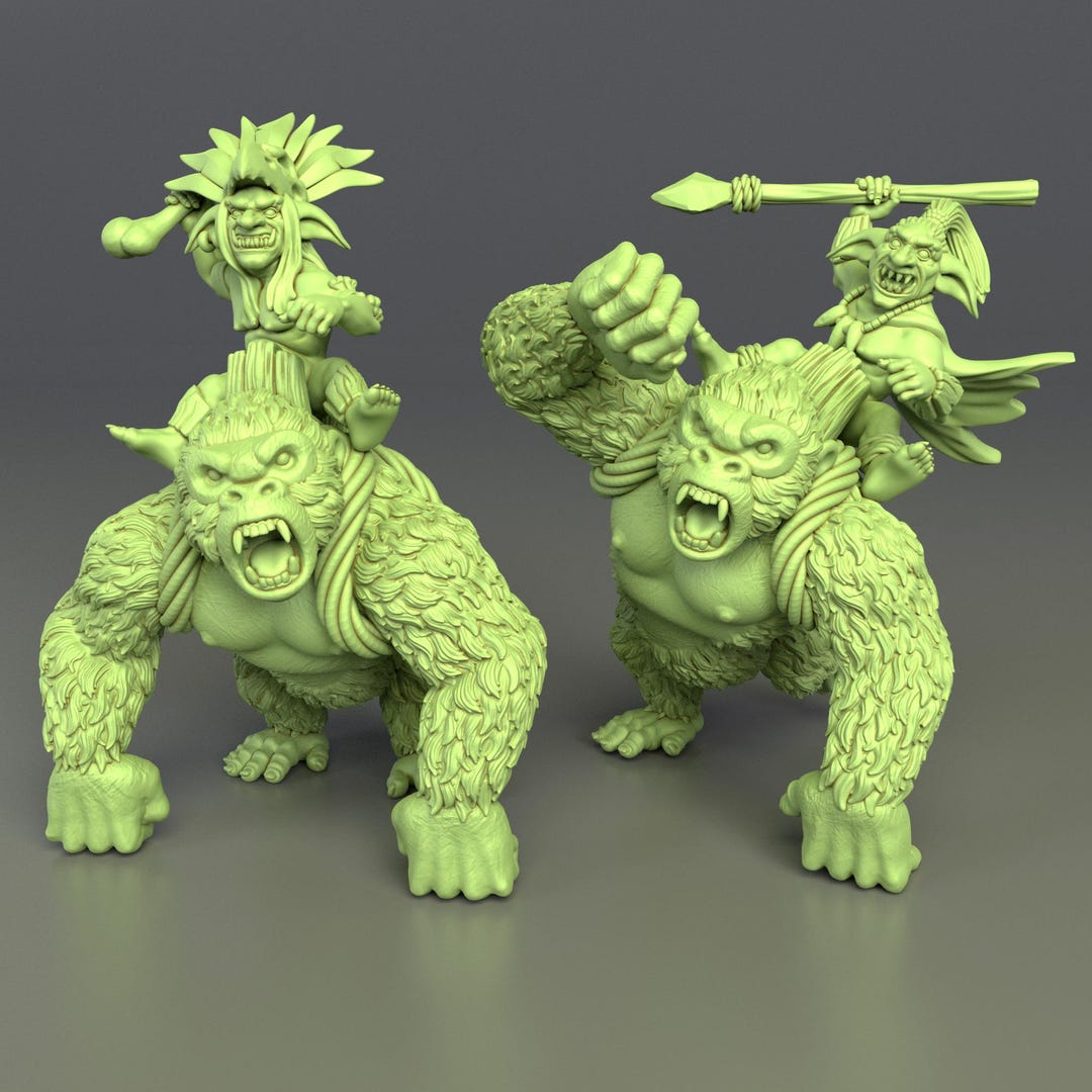 Tribal Goblin Raider on Gorilla Miniatures Bundle | 28mm 32mm Scale ...