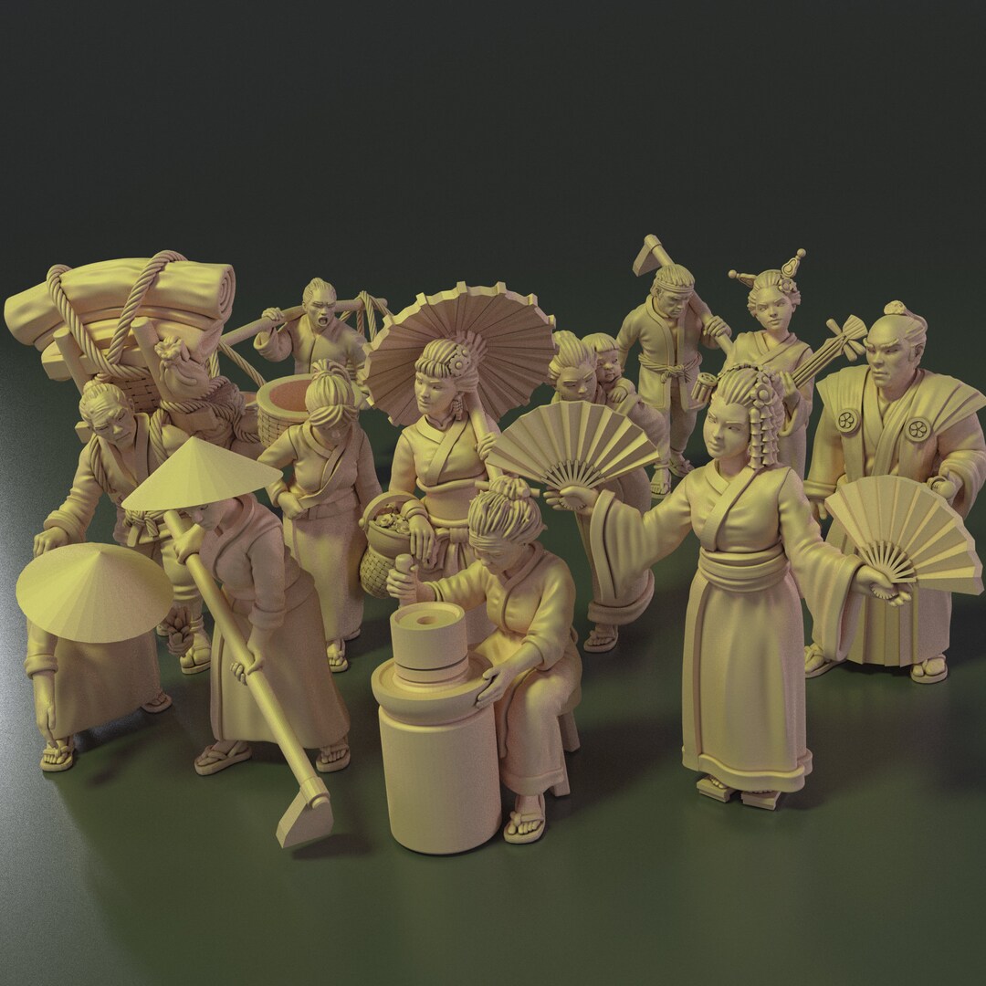 Asian Villager Miniatures: 28mm 32mm Scale | TTRPG, Wargaming | 3D ...