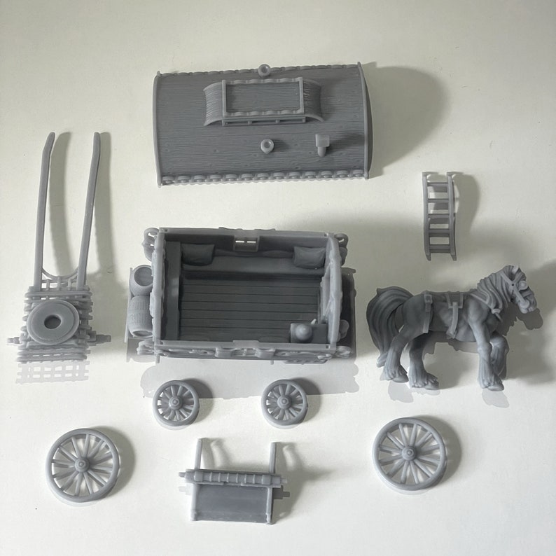 Zingaran Nomad Gypsy Caravan With Heavy Horse Miniature 28mm 32mm Scale ...