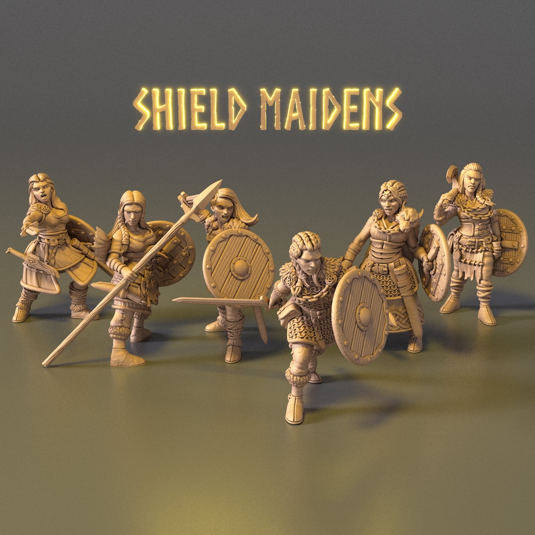 Shield Maiden Viking Miniatures: 28mm 32mm Scale | Tabletop RPG ...