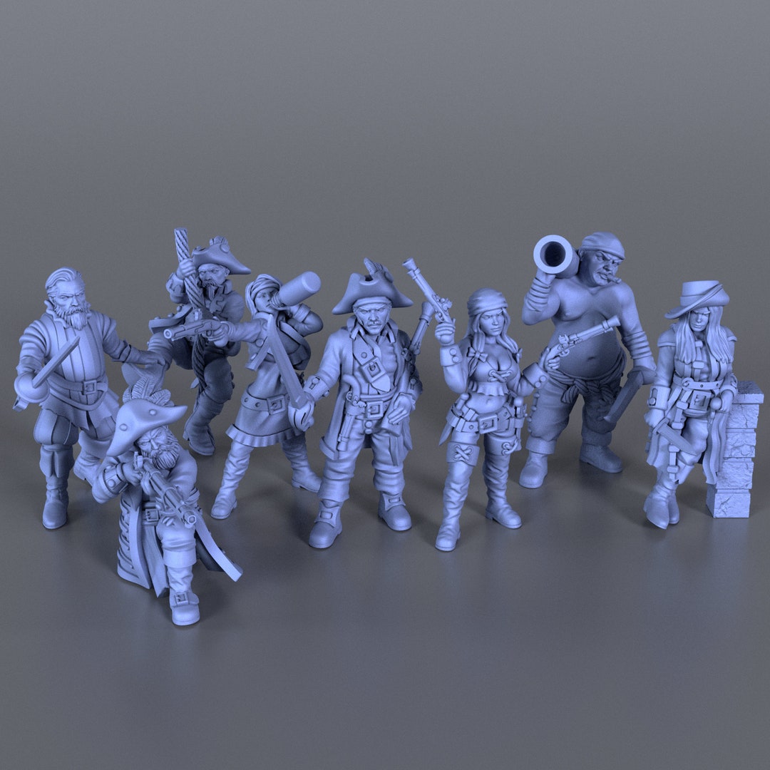 Historical Pirate Miniatures Pack V2 28mm 32mm Scale Tabletop RPG ...