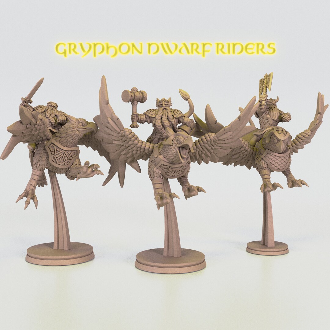 Mounted Dwarf on Griffon Miniatures Bundle 32mm Scale Tabletop RPG ...