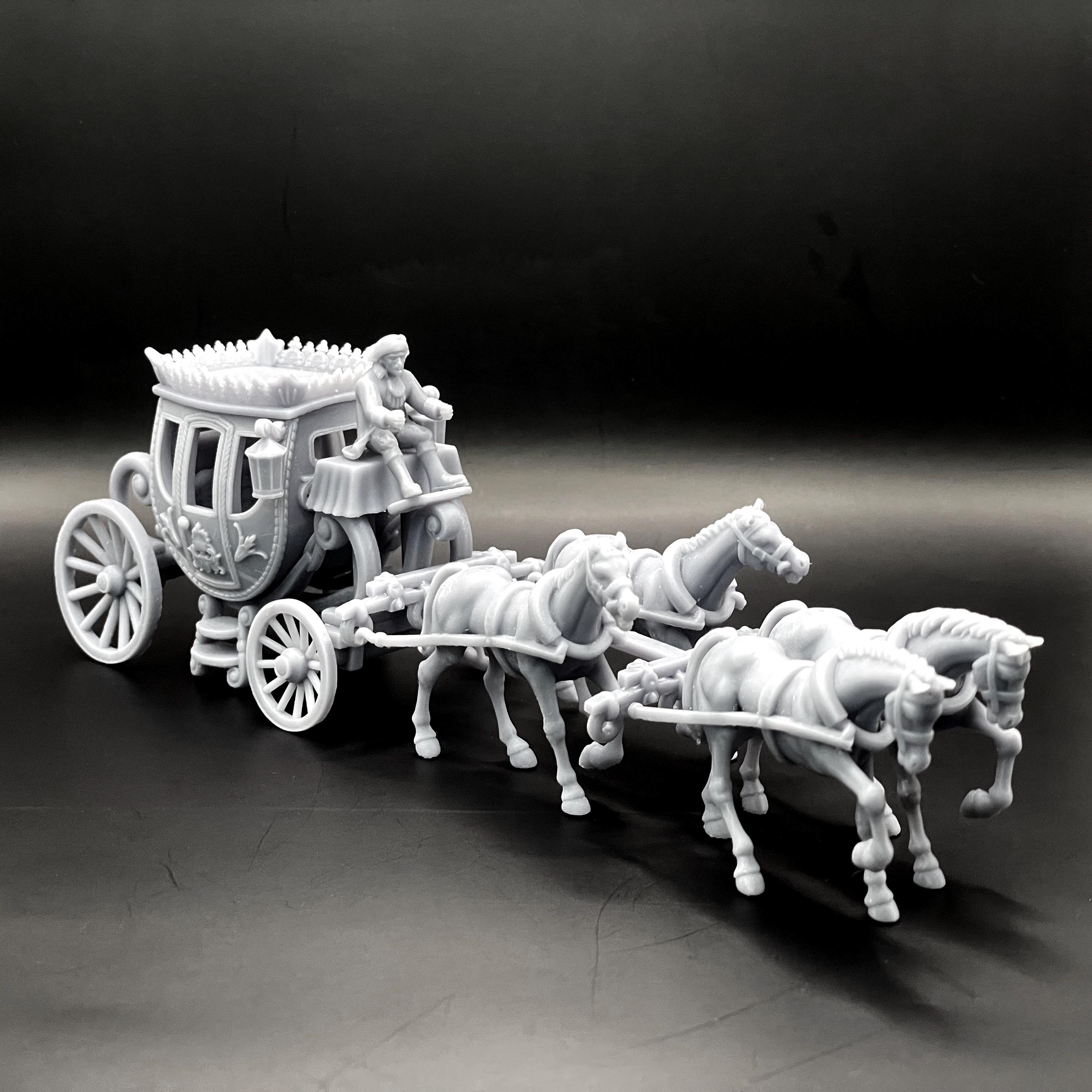 Royal Carriage With Horses Miniature | 28mm - 32mm Scale | Tabletop RPG ...