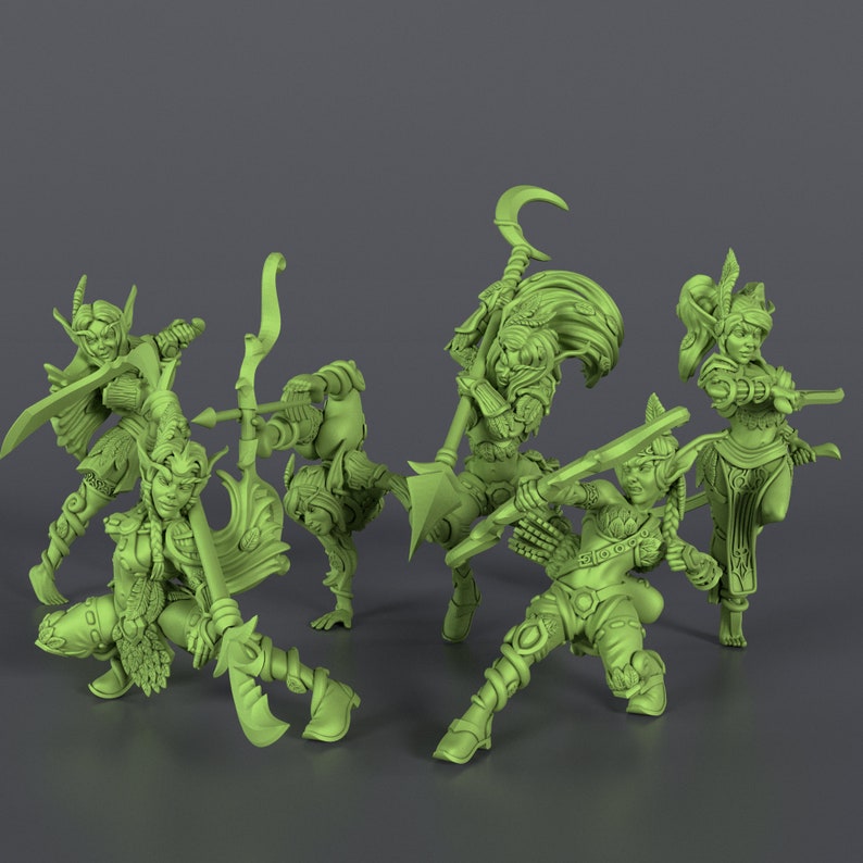 Tribal Elven Amazon Miniatures Bundle 32mm Scale Tabletop RPG Wargaming ...