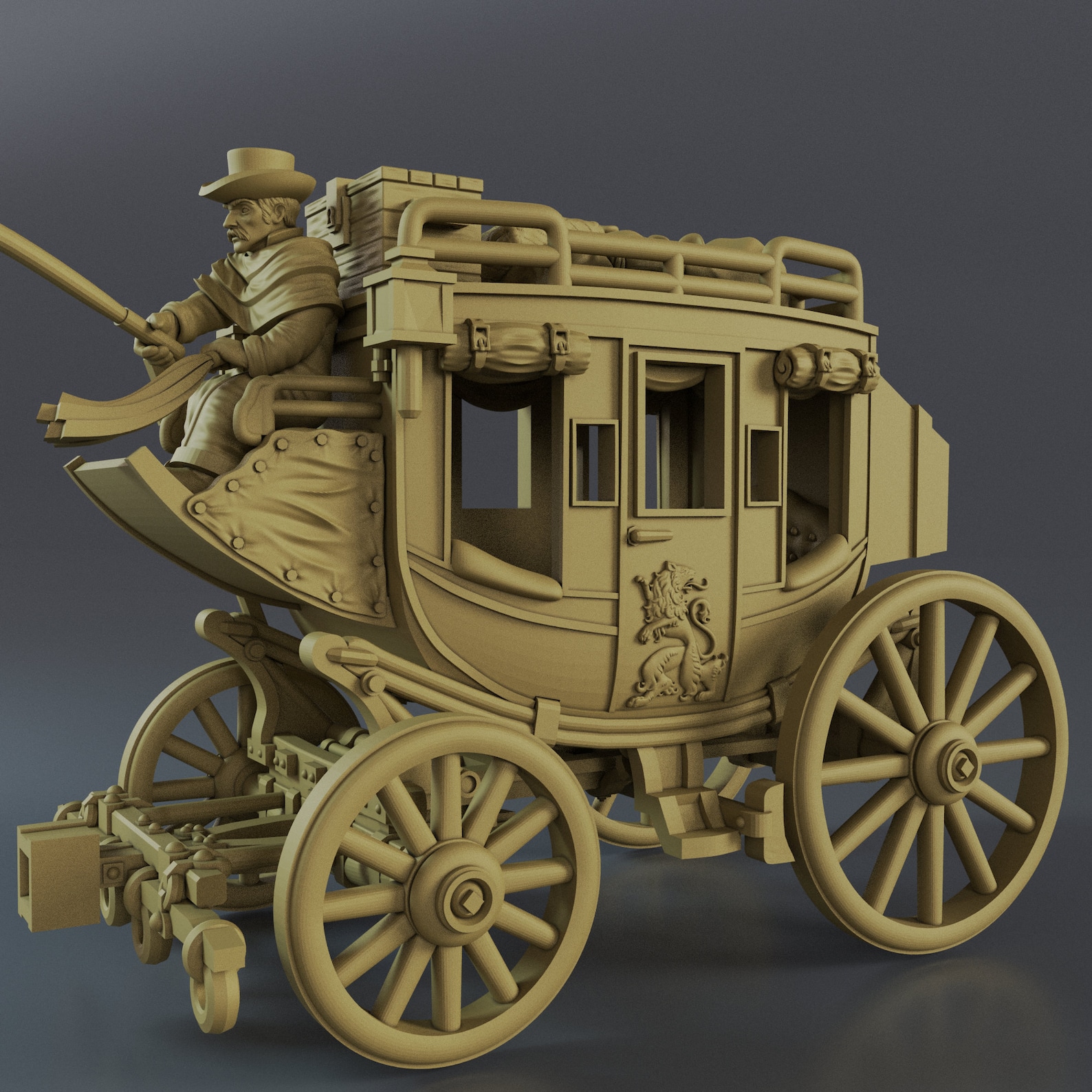 Medieval Stagecoach Wagon Miniature | 32mm Scale | Tabletop RPG ...