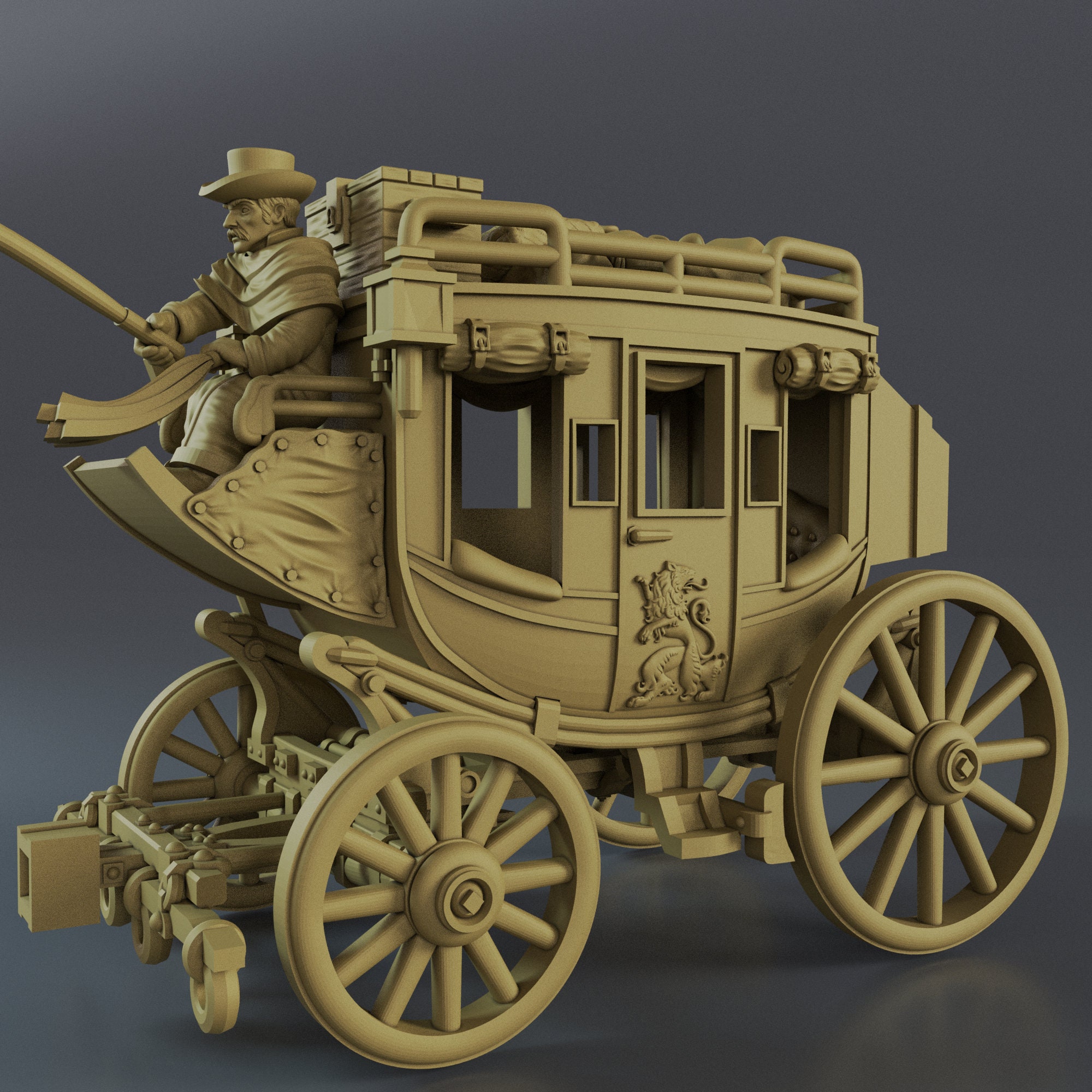 Medieval Stagecoach Wagon Miniature | 32mm Scale | Tabletop RPG ...