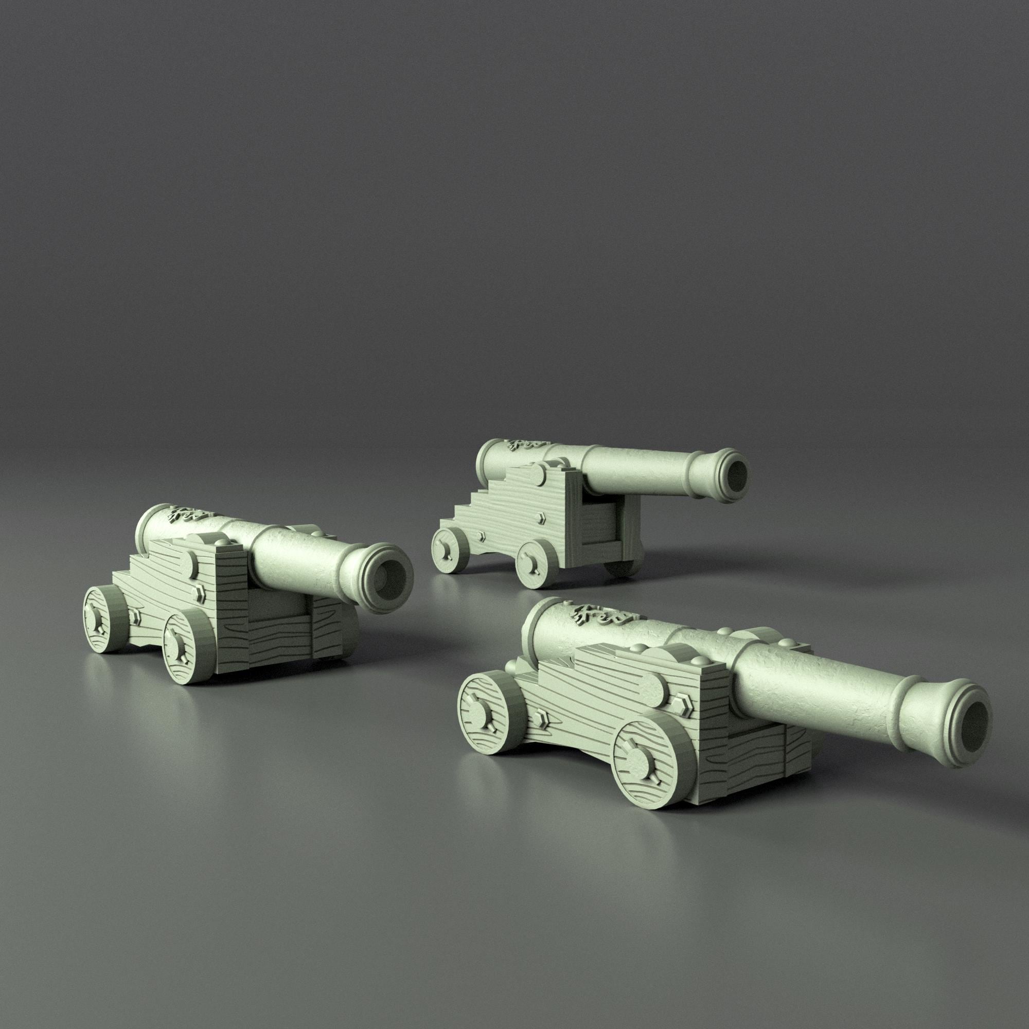 Miniature Naval Cannons: 28mm 32mm Scale, Tabletop RPG, Unpainted 3D ...