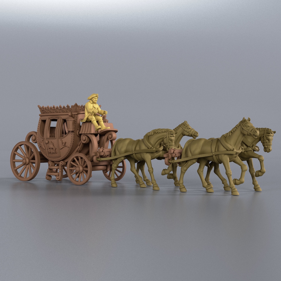 Royal Carriage With Horses Miniature | 28mm - 32mm Scale | Tabletop RPG ...