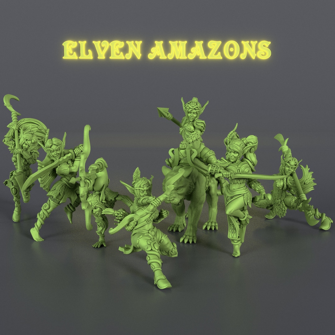 Tribal Elven Amazon Miniatures Bundle 32mm Scale Tabletop RPG Wargaming ...