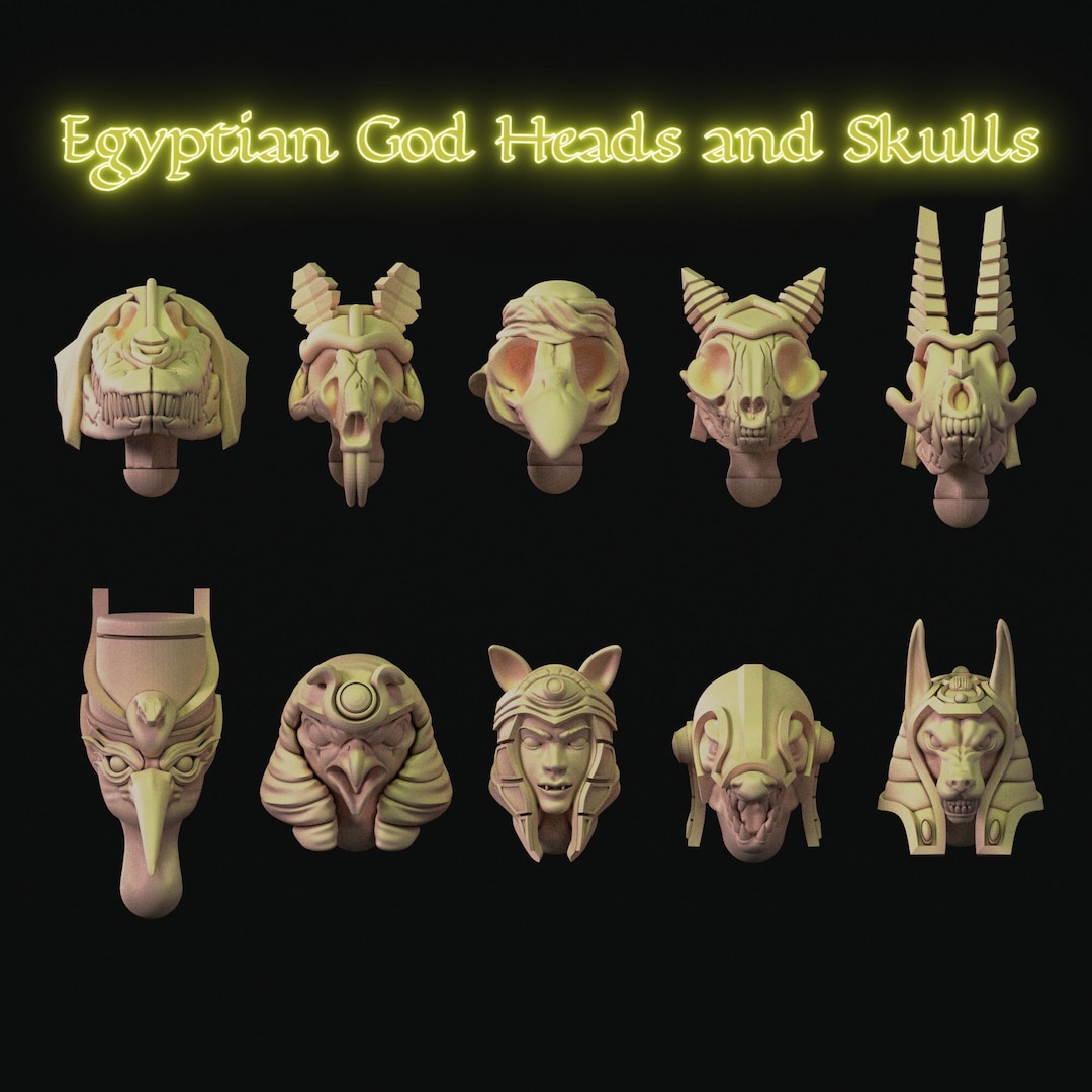 Ancient Egyptian God Heads and Skulls 10pcs Miniatures | 28mm Scale ...