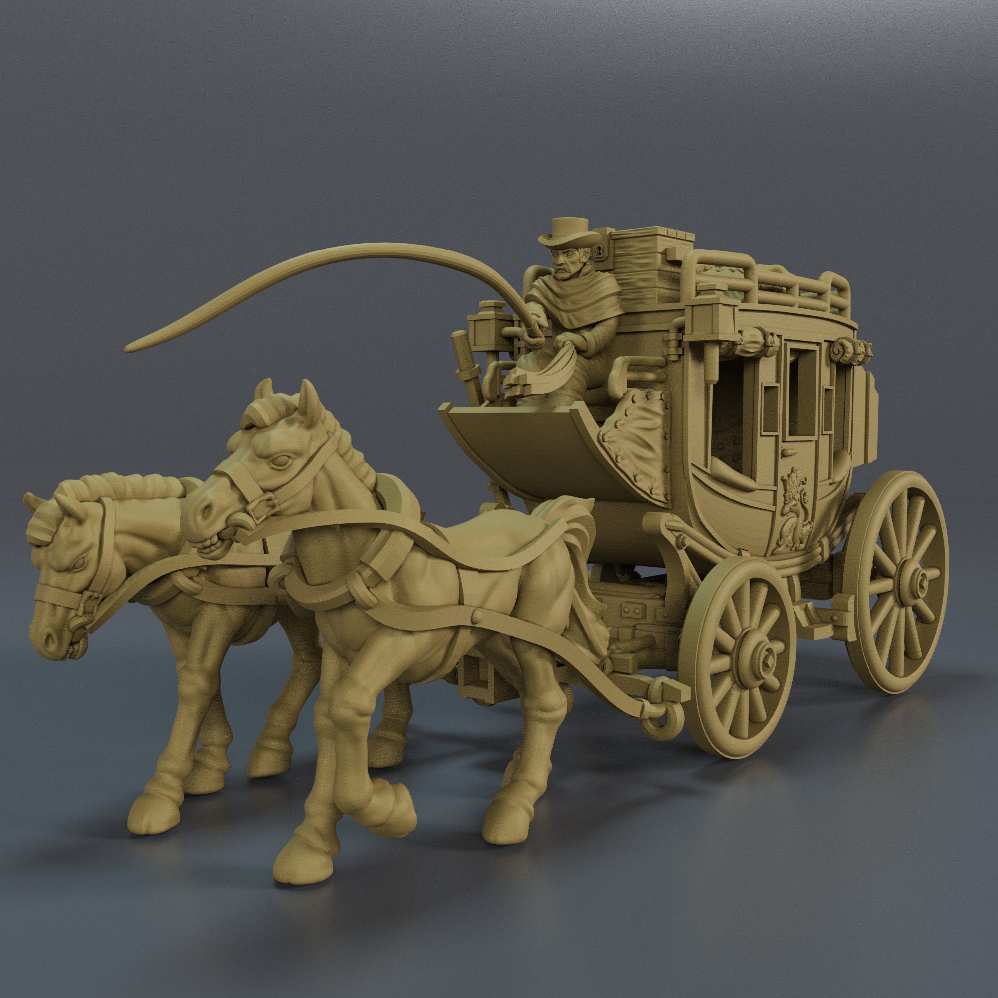 Medieval Stagecoach Wagon Miniature | 32mm Scale | Tabletop RPG ...