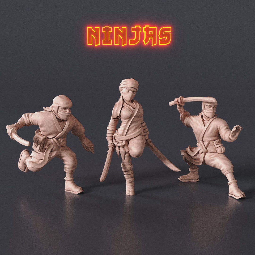 Asian Ninja Warrior Miniatures Set 28mm 32mm Scale Tabletop RPG ...