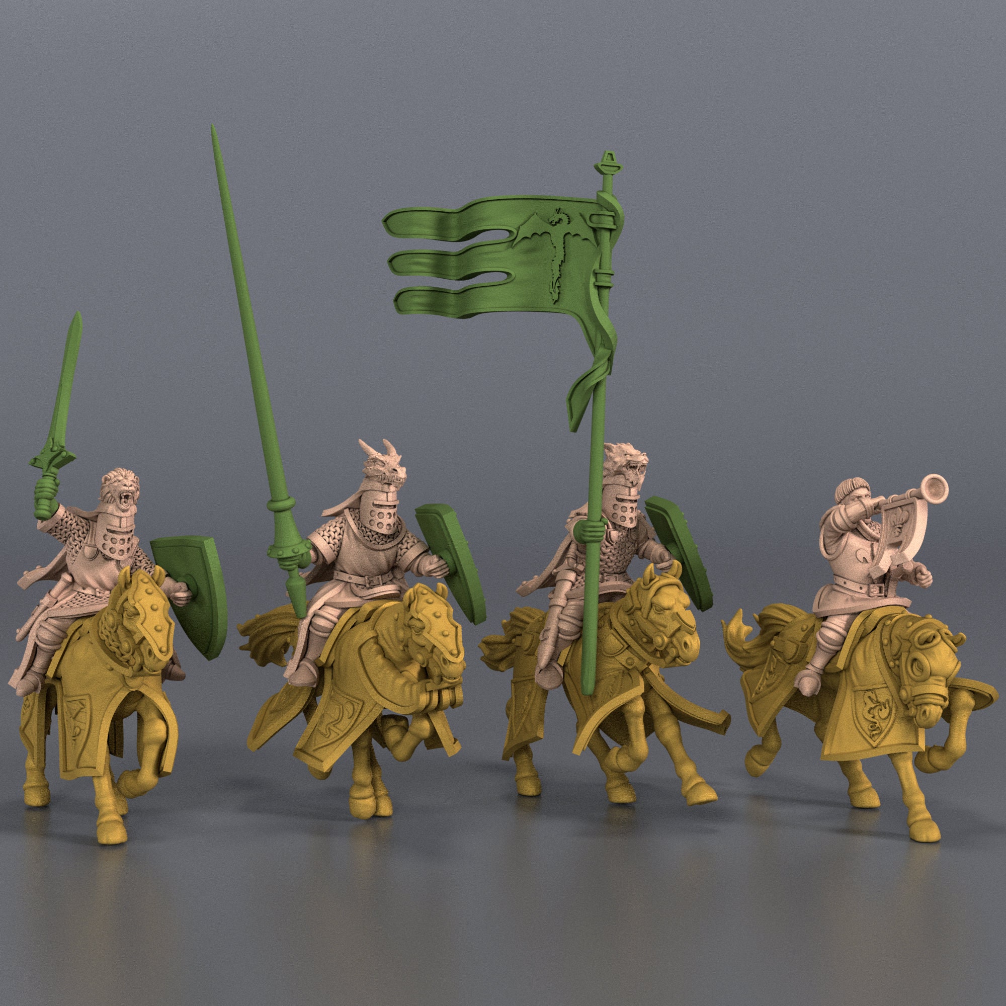 Imperial Knight Cavalry Miniature Bundle 28mm 32mm Scale Tabletop RPG ...