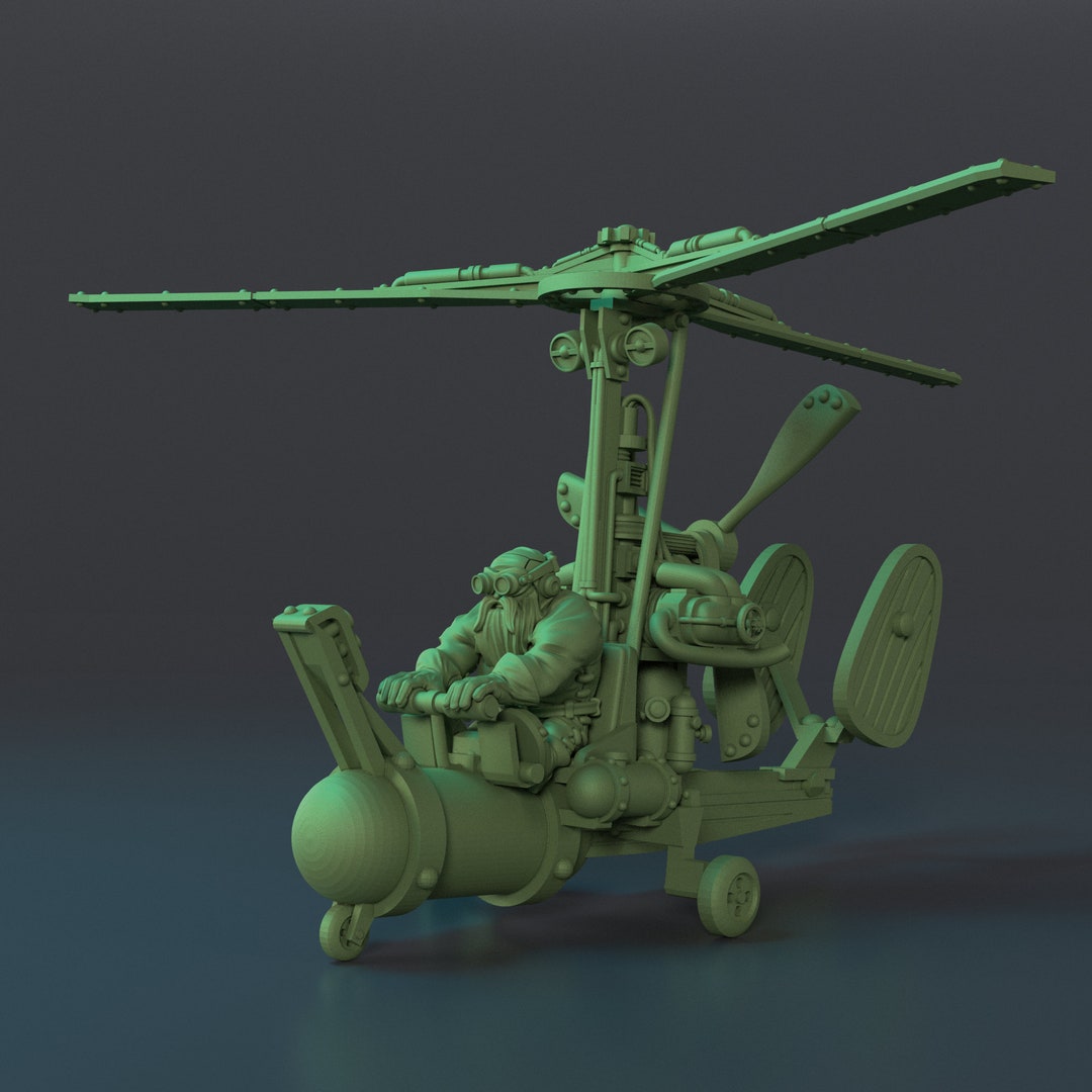 Dwarven Gyrocopter Aircraft With Pilot Miniature | 28mm - 32mm Scale ...