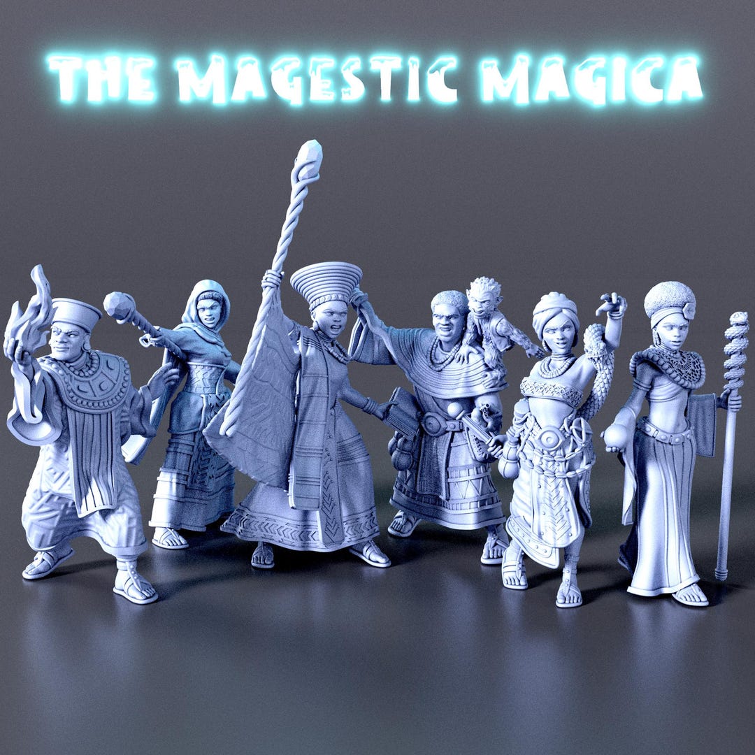 African Mage Miniatures Set: 28mm 32mm Scale | Tabletop RPG | Wargaming ...