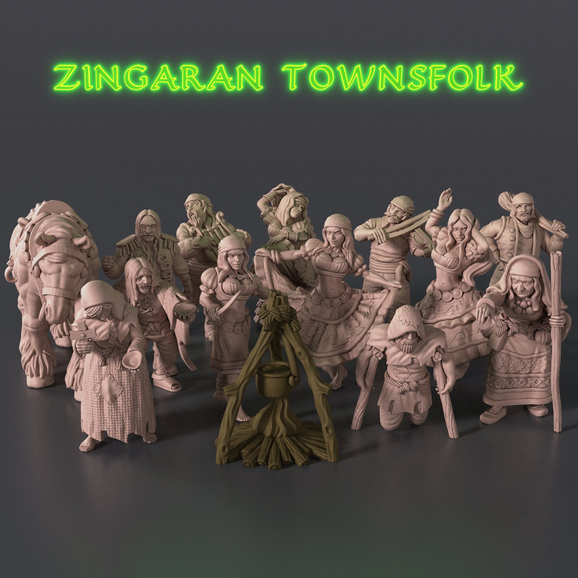 Zingaran Gypsy Nomad Townsfolk NPC Miniatures Pack | 28mm - 32mm Scale ...