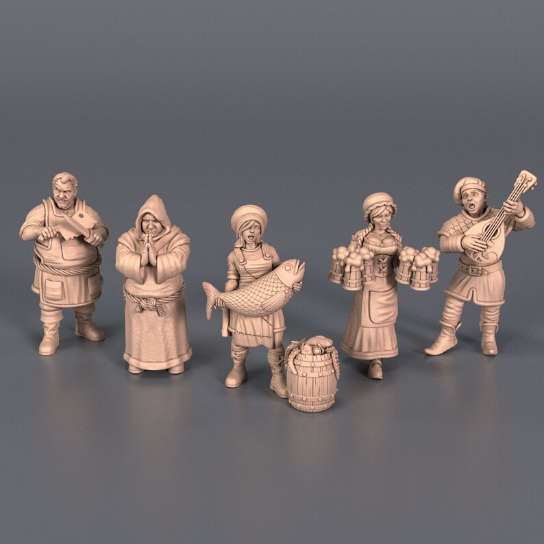 Medieval Townsfolk Miniatures: 28mm 32mm Scale | Tabletop RPG ...