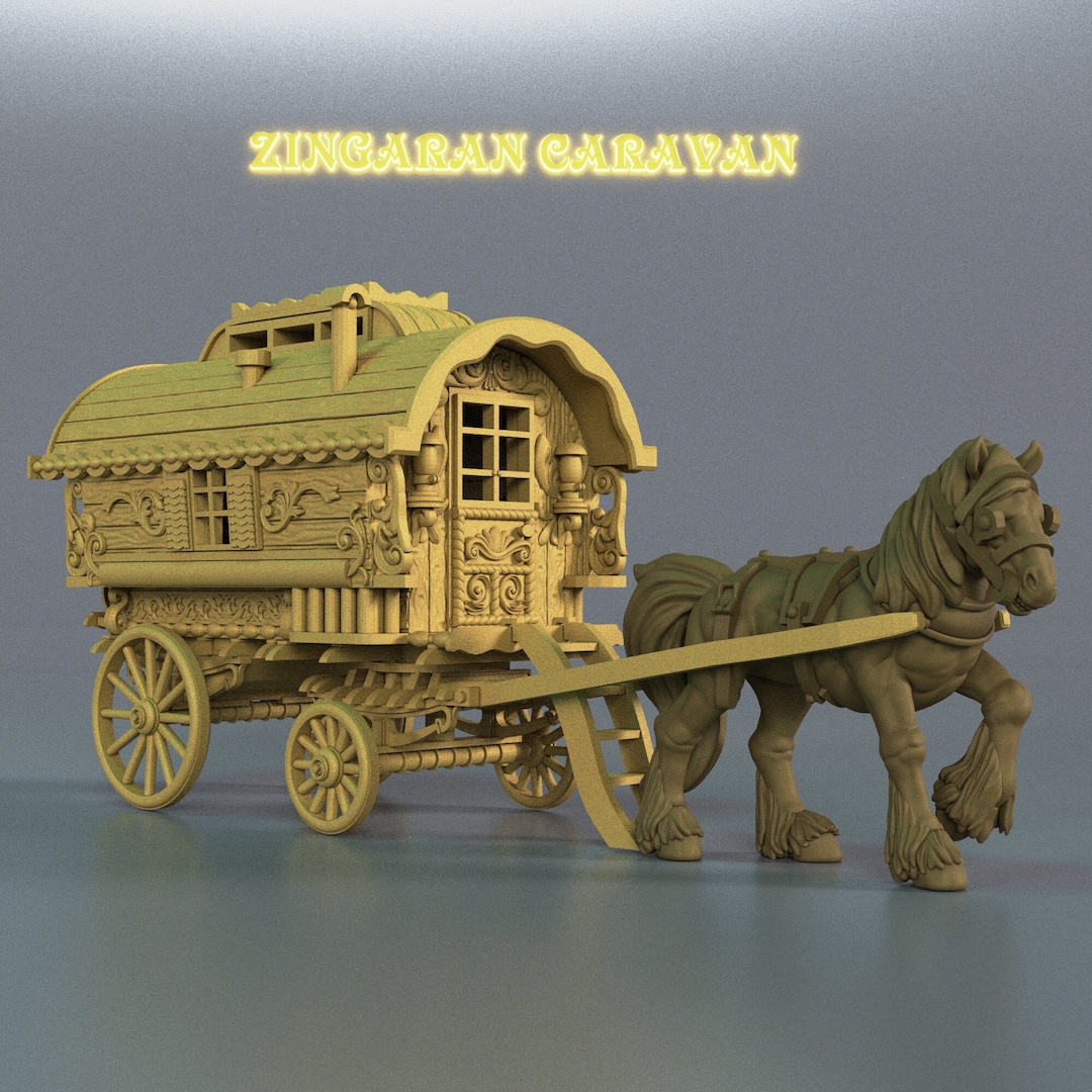 Zingaran Nomad Gypsy Caravan With Heavy Horse Miniature | 28mm - 32mm ...