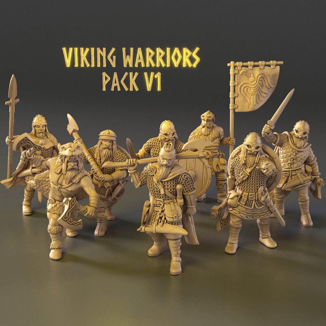 Viking Warrior Miniatures: 28mm 32mm Scale | TTRPG, Wargaming | 3D ...