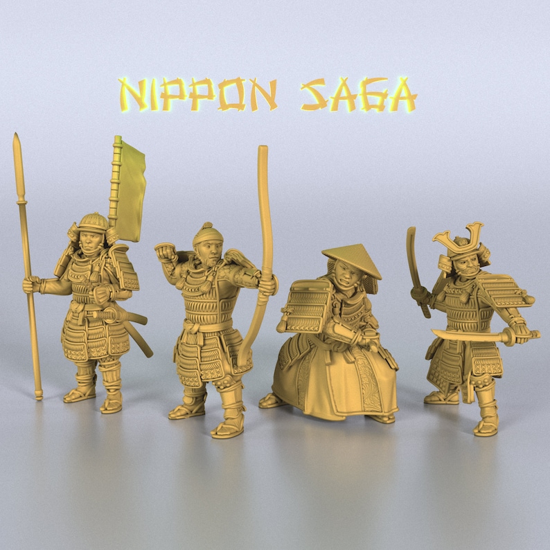 Japanese Samurais Miniatures Set: 28mm 32mm Scale | Tabletop RPG ...