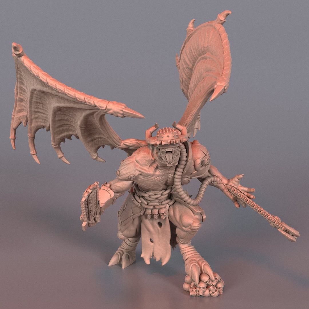 Chainsaw Daemon Primarch of Khorne Red Angel Miniature | Tabletop RPG ...
