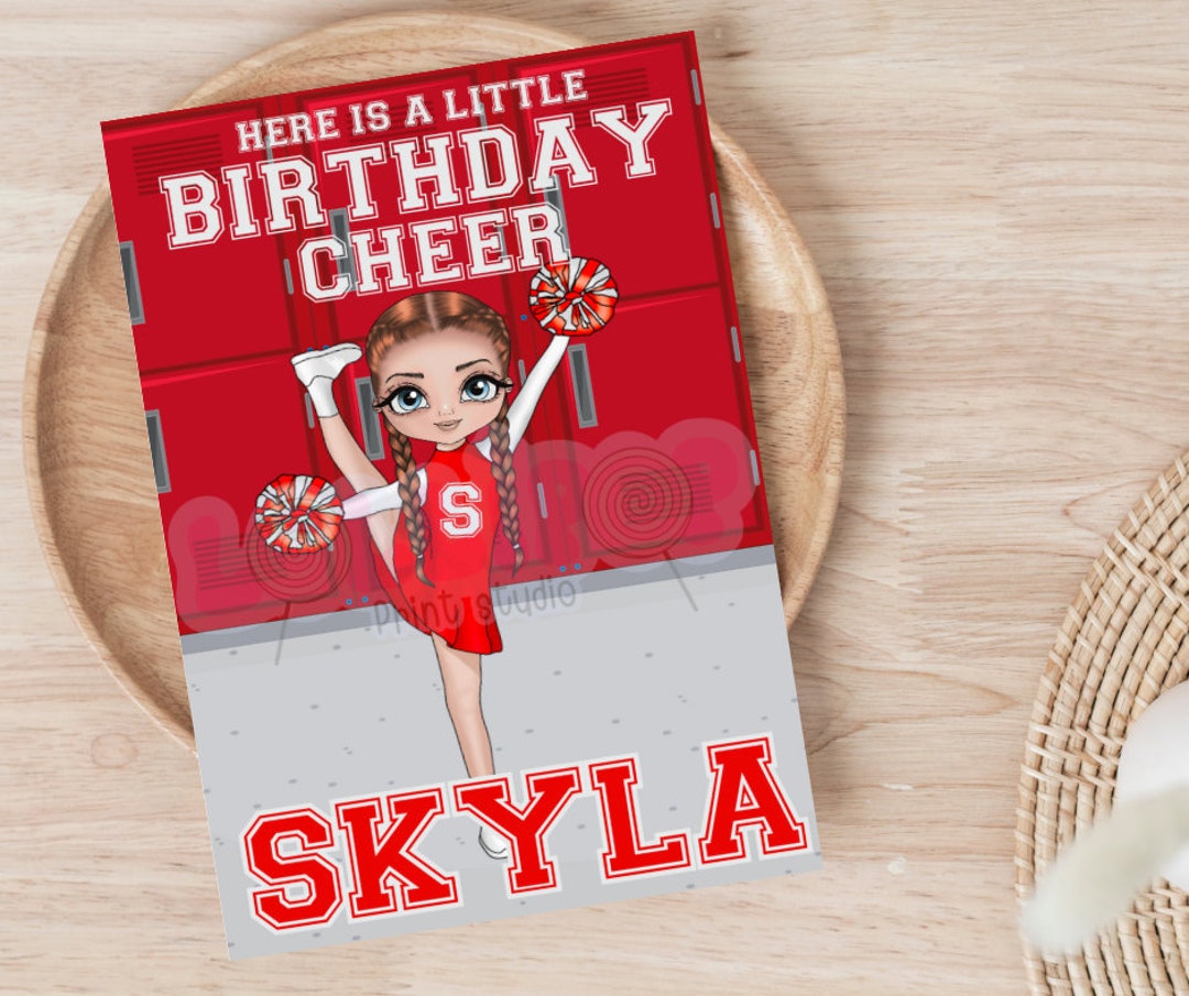 Cheerleader Birthday Card, Cheers Squad Cards, Personalised Card for ...