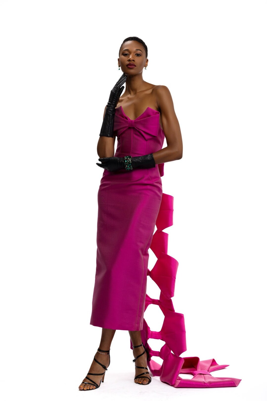 Fuchsia Bow Cocktail Dress With Bow Train - Etsy
