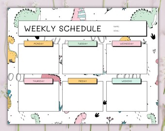 Dinosaur Daily Routine Chart Schedule, Dinosaur Daily Schedule, Weekly ...