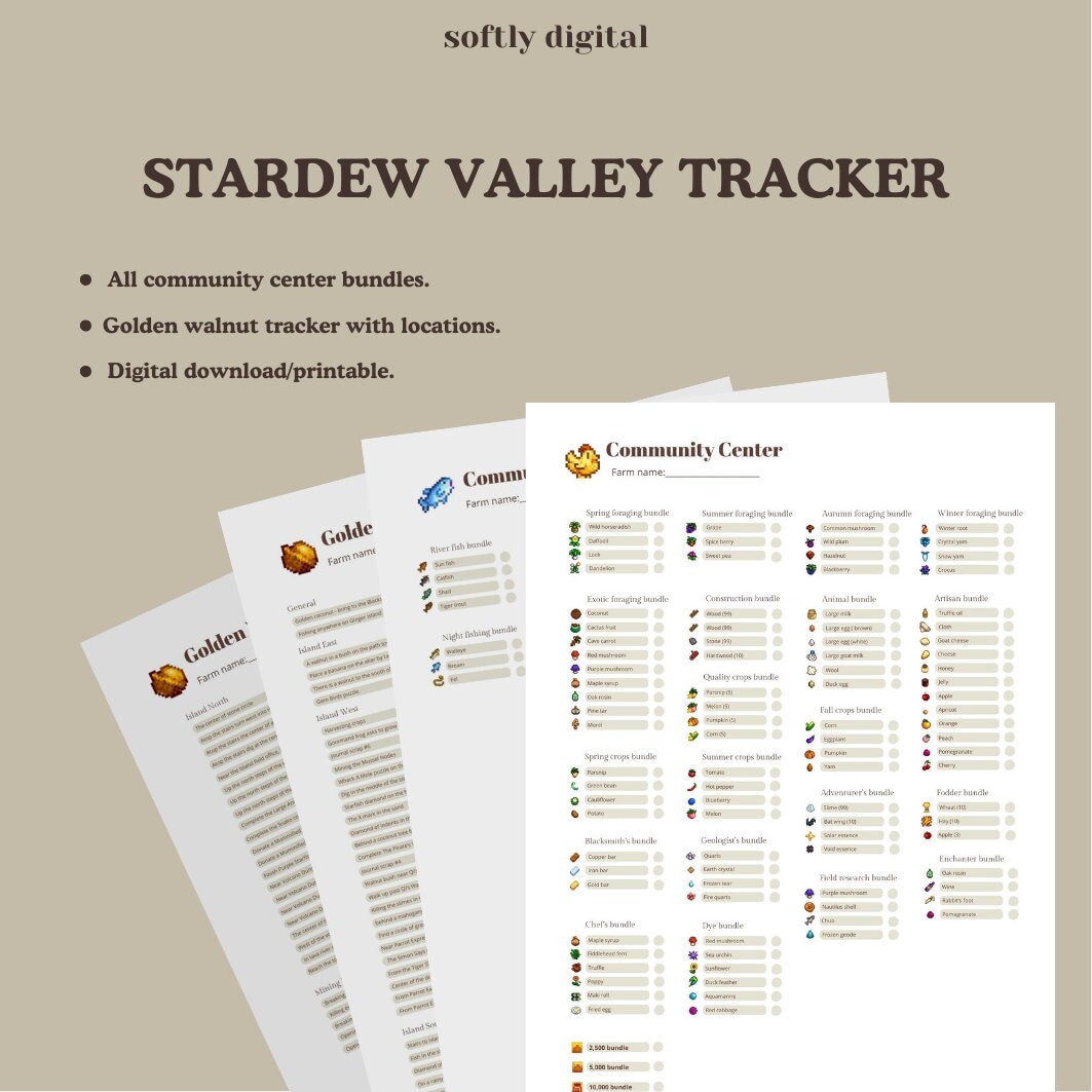 Stardew Valley Tracker, Cozygames, Videogames - Etsy