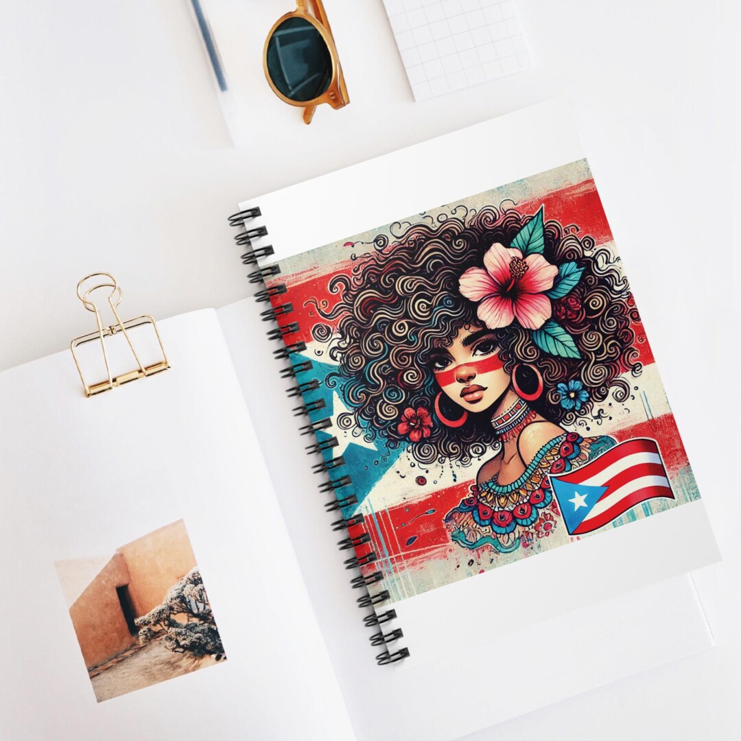 Spiral Notebook, Puerto Rican Girl Flag Ruled Line Journal, Cultural ...
