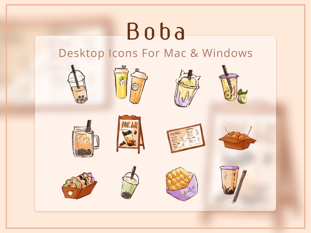 Boba Themed Desktop Icons | Mac & Windows | Icon Set | App Icons ...