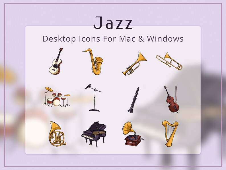 Jazz Themed Desktop Icons | Mac & Windows | Icon Set | App Icons ...