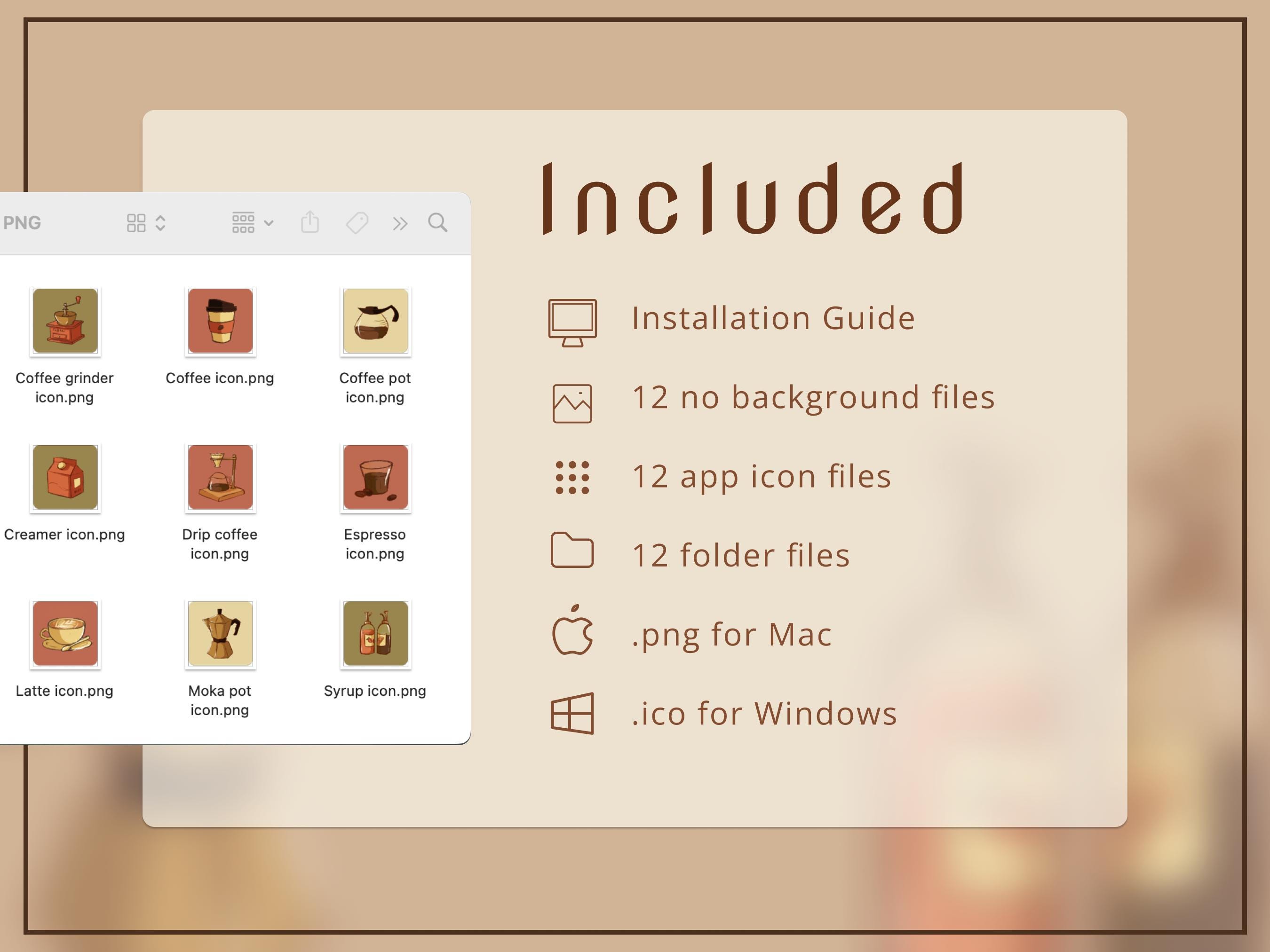 Coffee Themed Desktop Icons | App Icons | Desktop Folder Icons ...